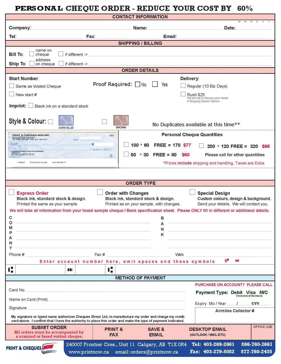 Order Cheques and Printing Services at Print Now Inc.